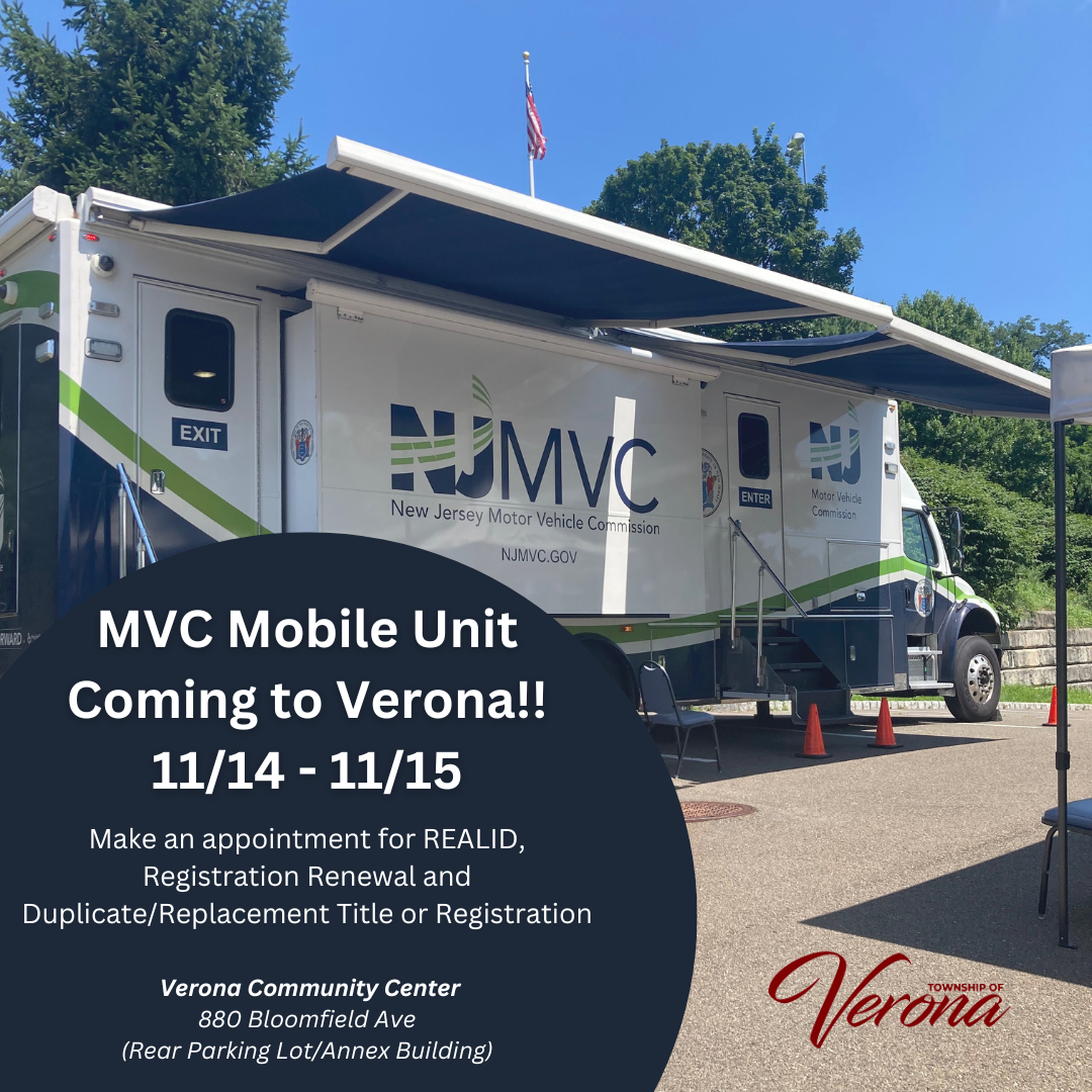 Township of Verona NJ - MVC is Coming to Verona!!! Make your ...