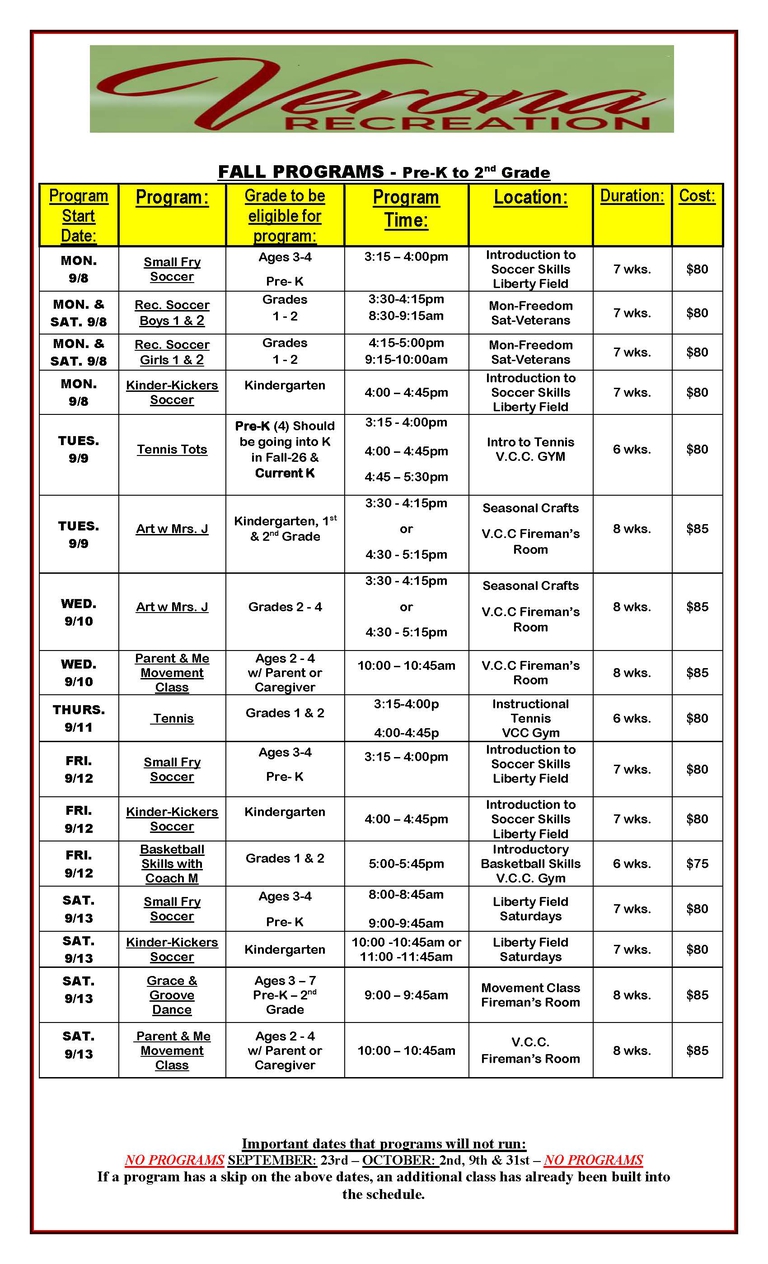 Township of Verona NJ - Programs and Activities